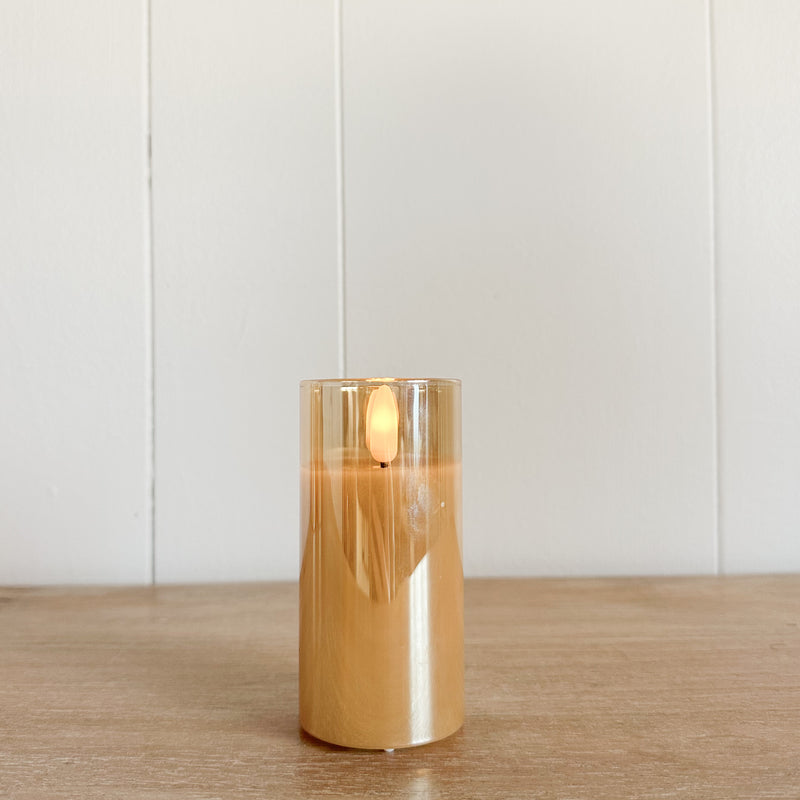 Flameless Gold Glass Ivory Pillar – Purple Rose Home