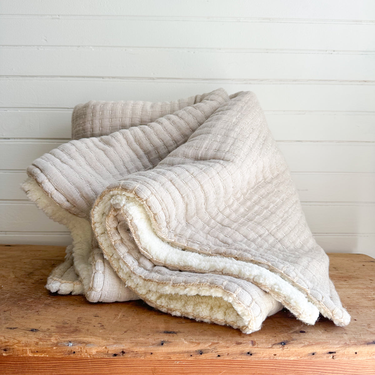 Ivory Sherpa Throw – Purple Rose & Co