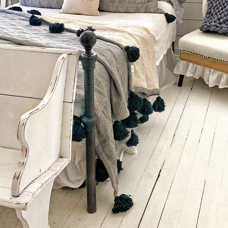 Landry Graphite Embroidered Quilt with Tassel Edge – Purple Rose Home